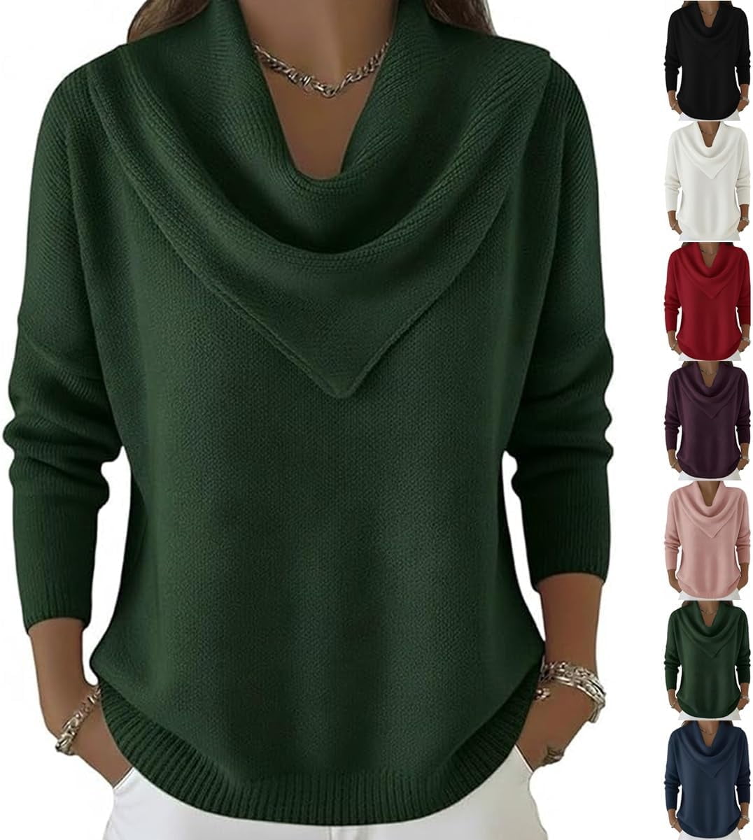 Elegant Retro Soft Triangle Neck Solid Color Sweater Top, Comfortable ...