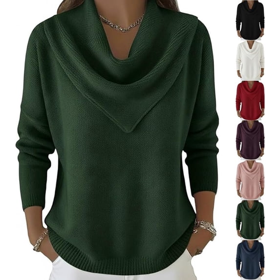Elegant Retro Soft Triangle Neck Solid Color Sweater Top, Comfortable ...