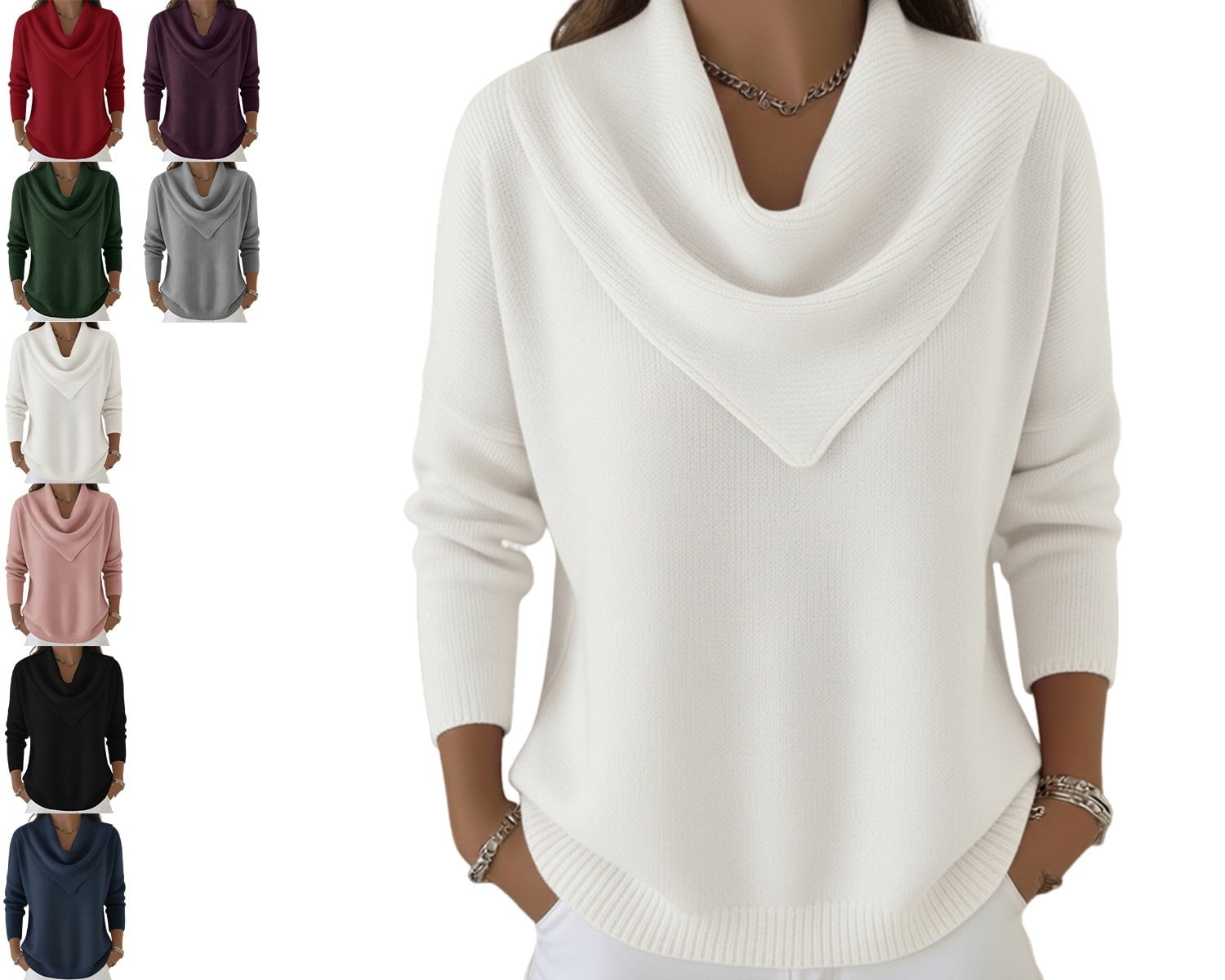 Elegant Retro Soft Triangle Neck Solid Color Sweater Top, Exquisite ...