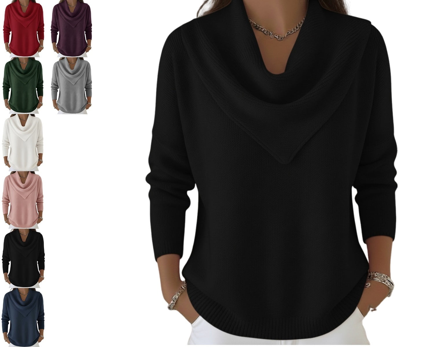 Elegant Retro Soft Triangle Neck Solid Color Sweater Top, Exquisite ...