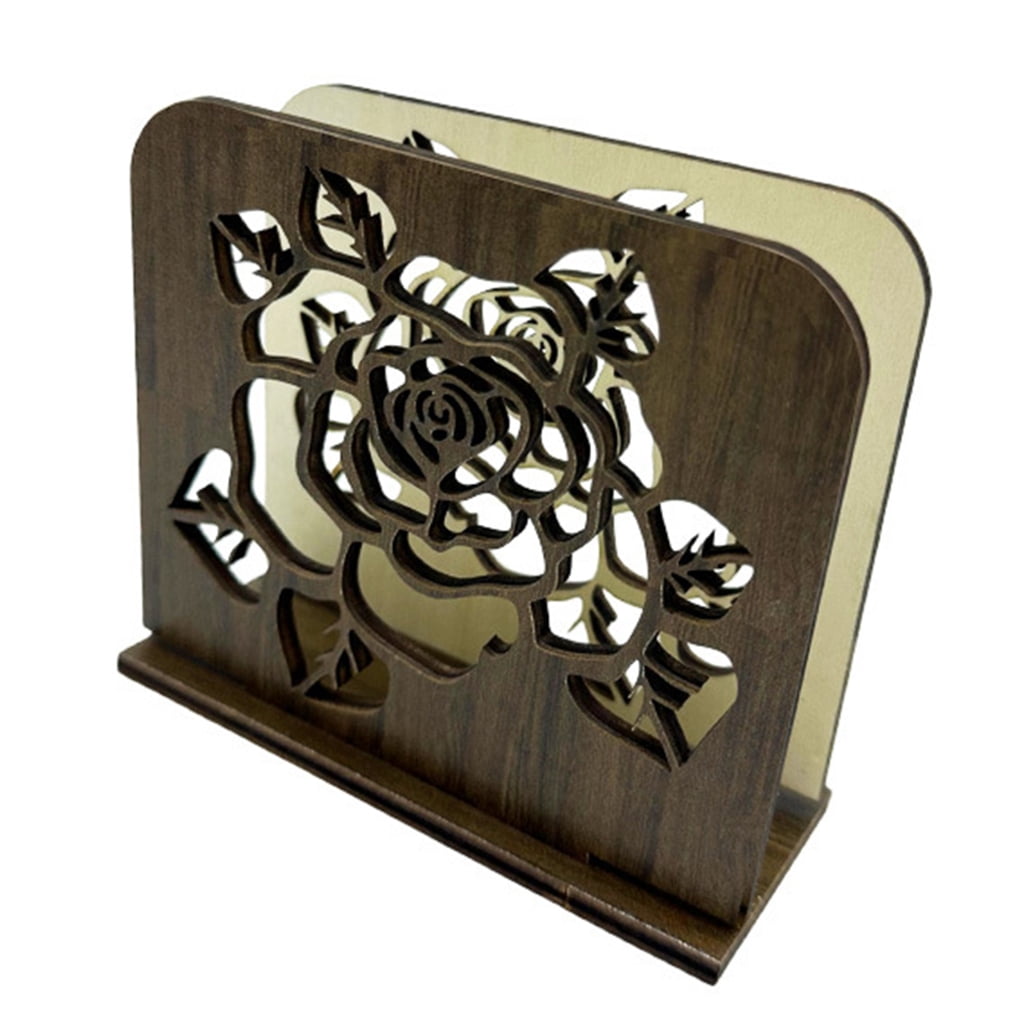 Elegant Retro Wood Tissue Box Cover Paper Towel Stand For Home And ...