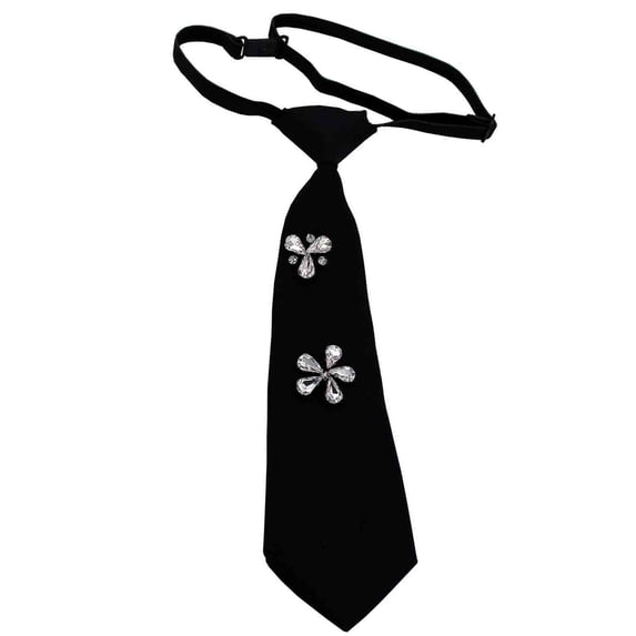 Elegant Rhinestones Embellished Preppy Shirt Neck Tie for Women Men ...