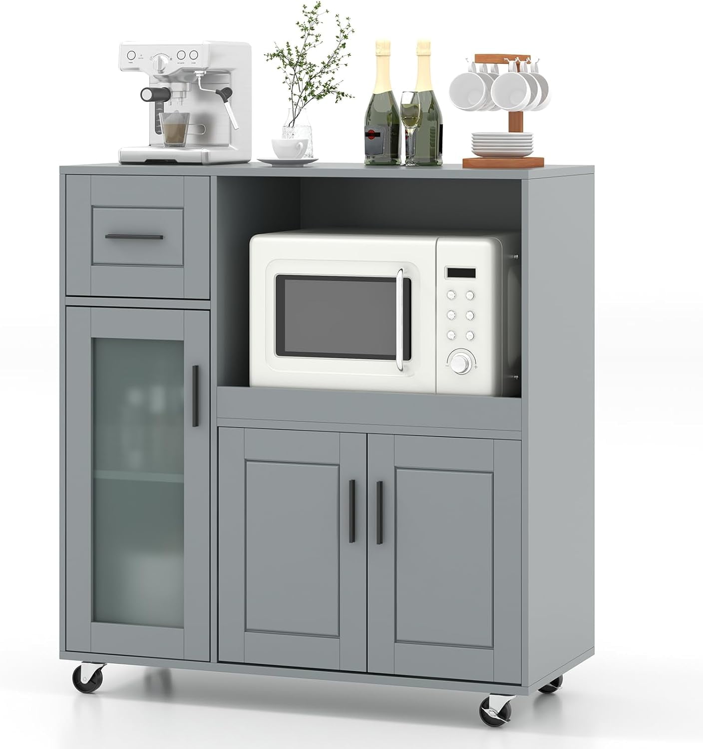 Elegant Rolling Kitchen Island Cart on Wheels, Mobile Kitchen Cart with ...
