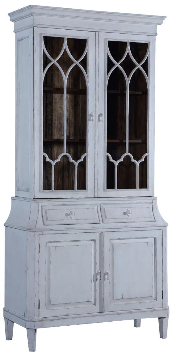 Elegant Rosalind China Cabinet | Antiqued White, Solid Wood - Walmart.com