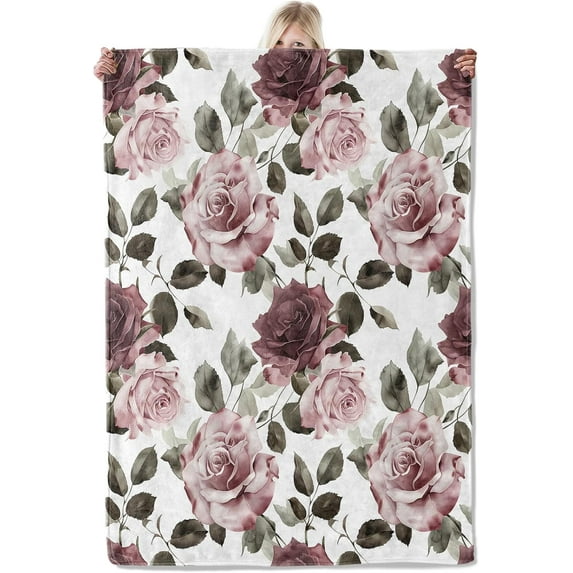Elegant Rose Blanket 40×50 Inch,Vintage Floral Lightweight Flannel ...