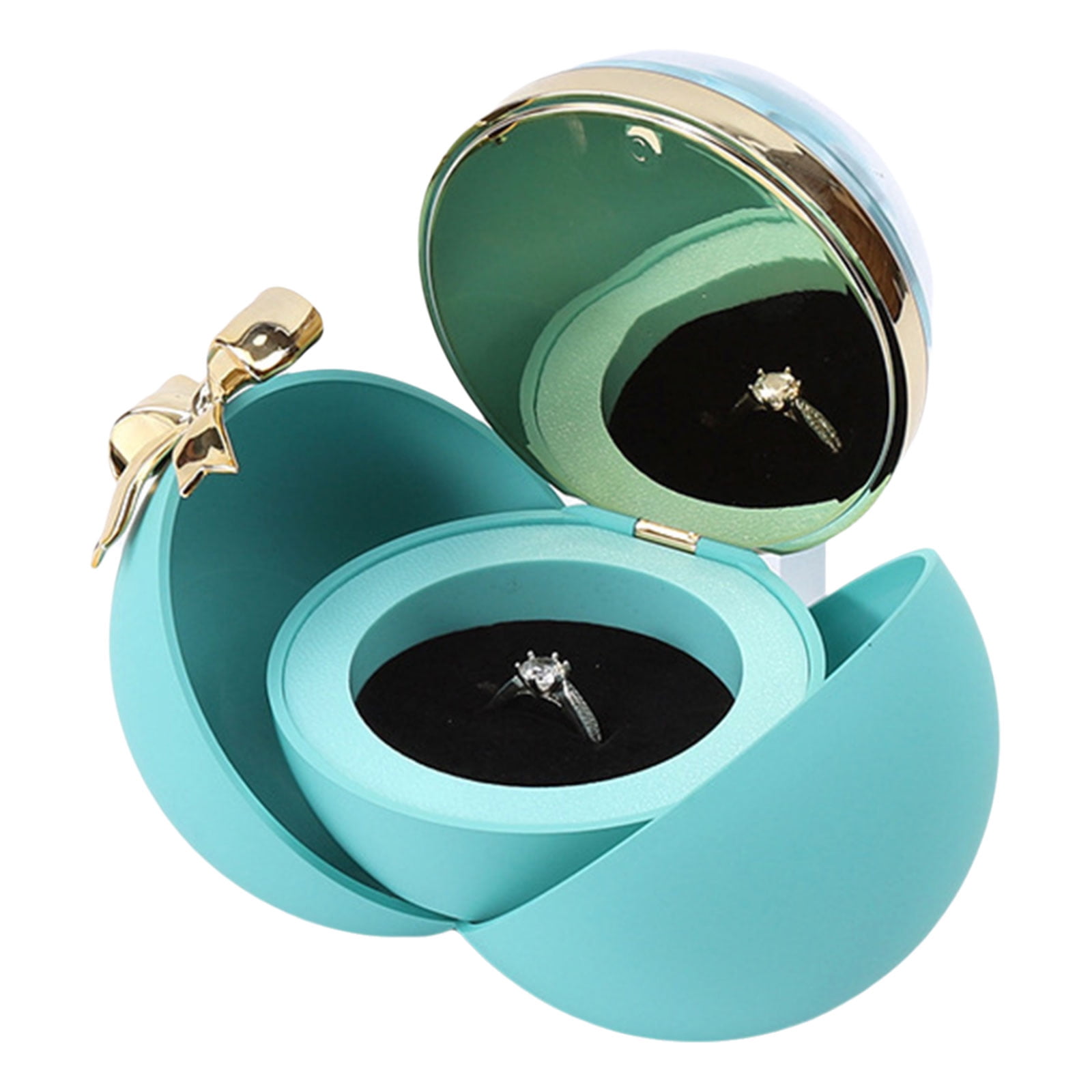 Elegant Rose Embellished Rings Box Portable Flower Rings Case Sphere ...