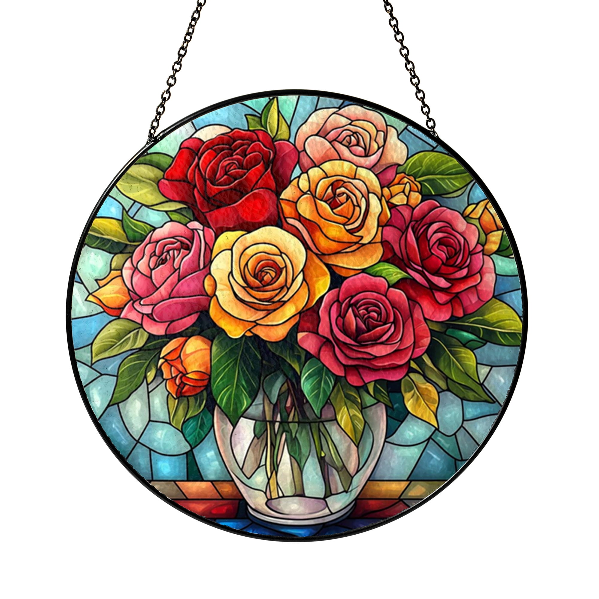 Elegant Rose Flower Stained Glass Suncatcher – Window Decor2101 ...