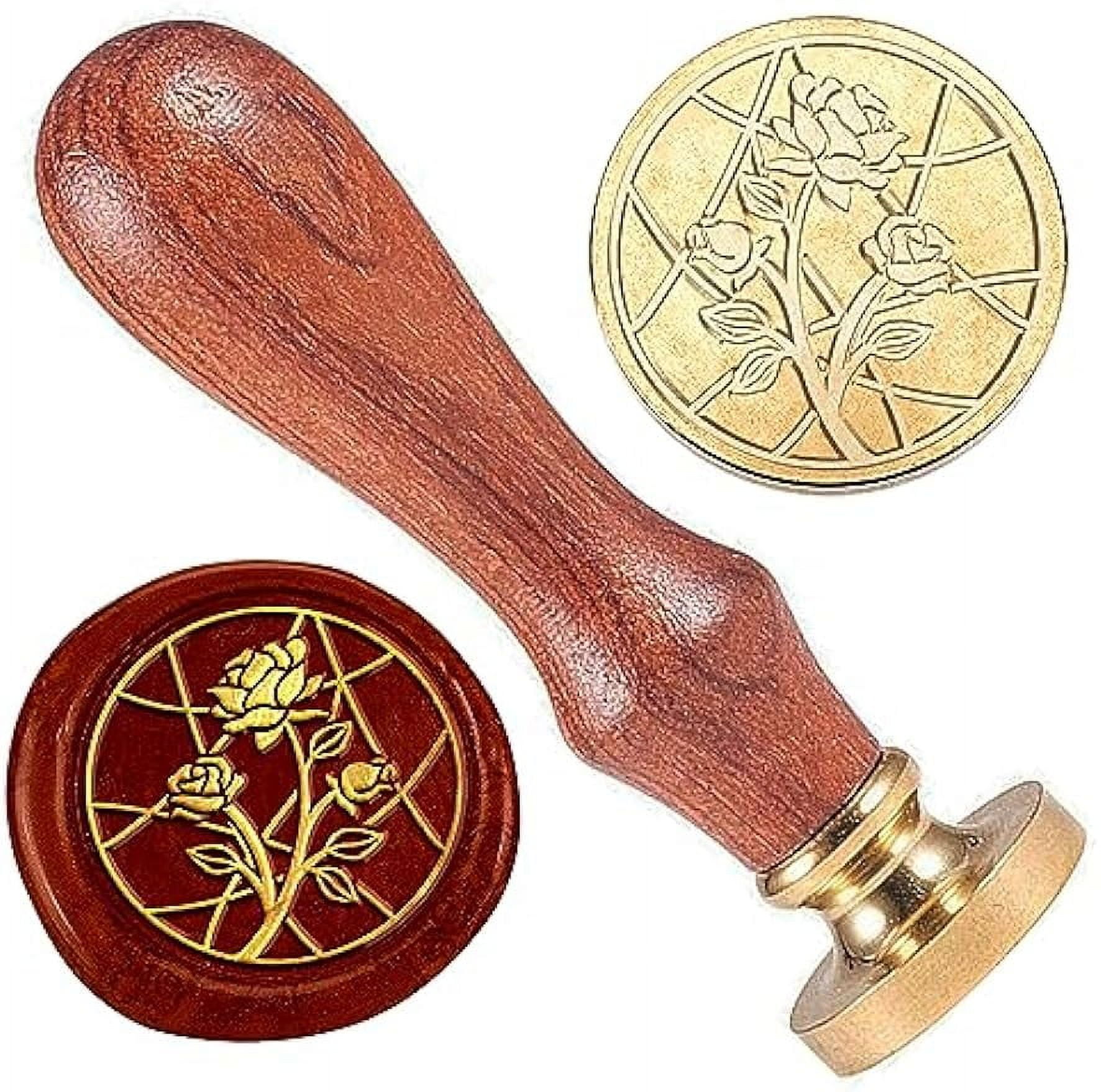 Elegant Rose Wax Sealing Stamp 1" Brass Wax Seal Stamp Head with Wooden ...