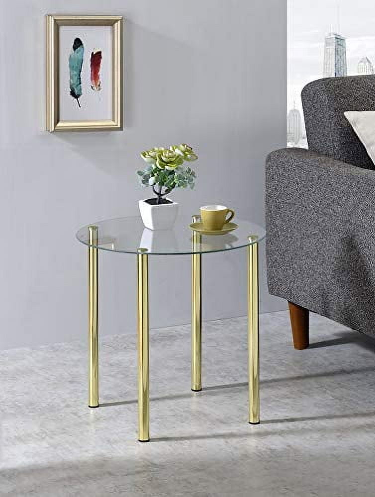 Elegant Round Accent Table – Gold Metal & Glass Design for Family ...