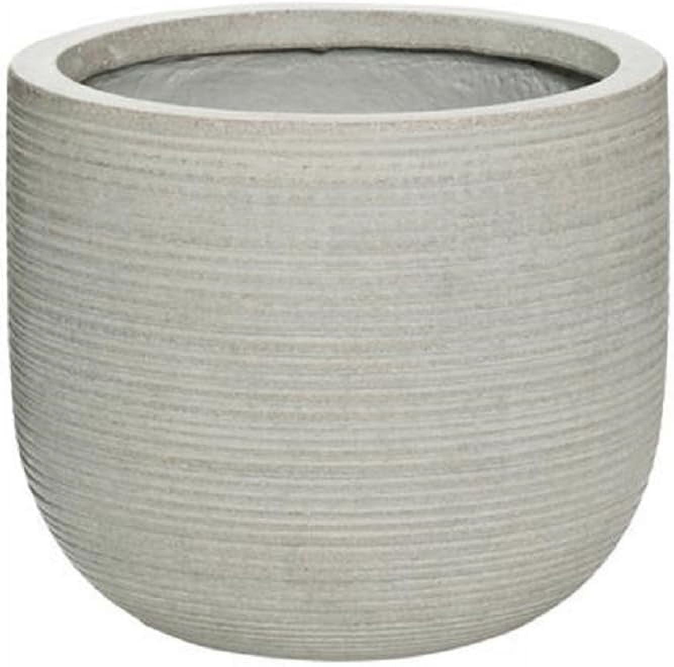 Elegant Round Horizontal Ridged Ficonstone Ivory Flower Pot 10" H x 11 ...