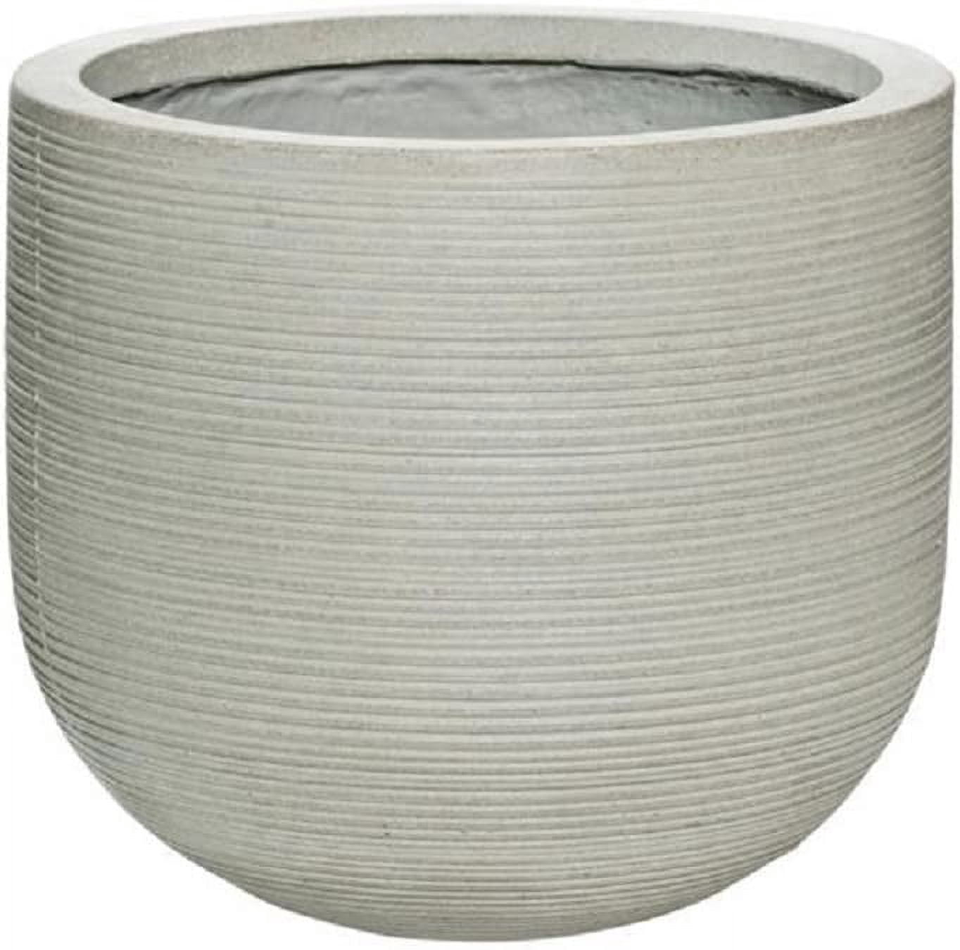 Elegant Round Horizontal Ridged Ficonstone Ivory Flower Pot 12" H x 14 ...