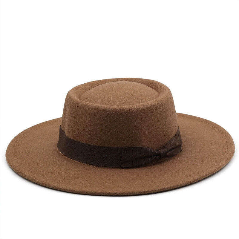 Elegant Round Top Fedora with Bow Wide Brim Jazz Hat for Men & Women ...