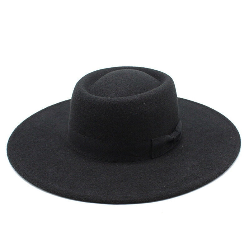 Elegant Round Top Fedora with Bow Wide Brim Jazz Hat for Men & Women ...