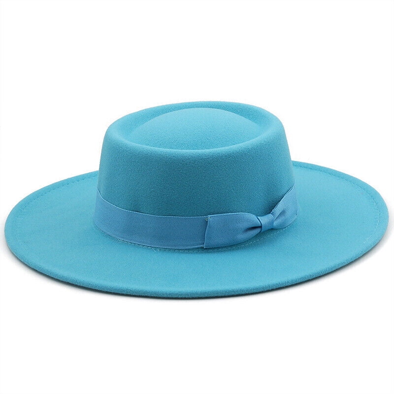 Elegant Round Top Fedora with Bow Wide Brim Jazz Hat for Men & Women ...