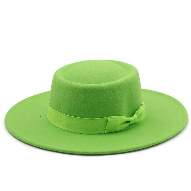 Elegant Round Top Fedora with Bow Wide Brim Jazz Hat for Men & Women ...