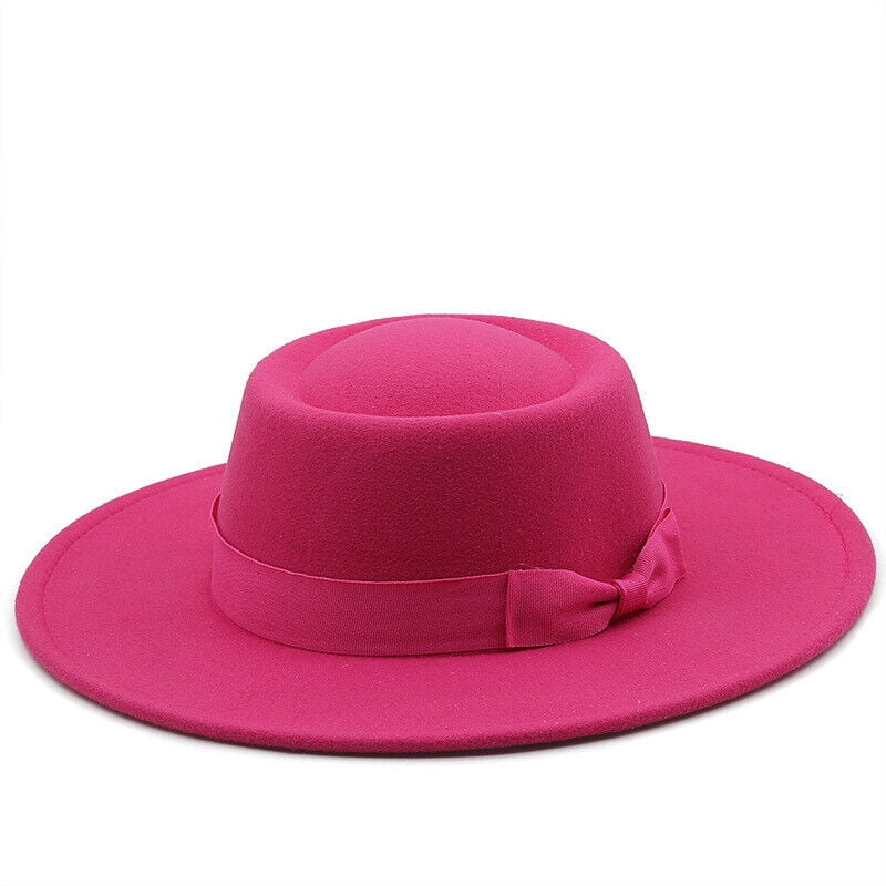 Elegant Round Top Fedora with Bow Wide Brim Jazz Hat for Men & Women ...