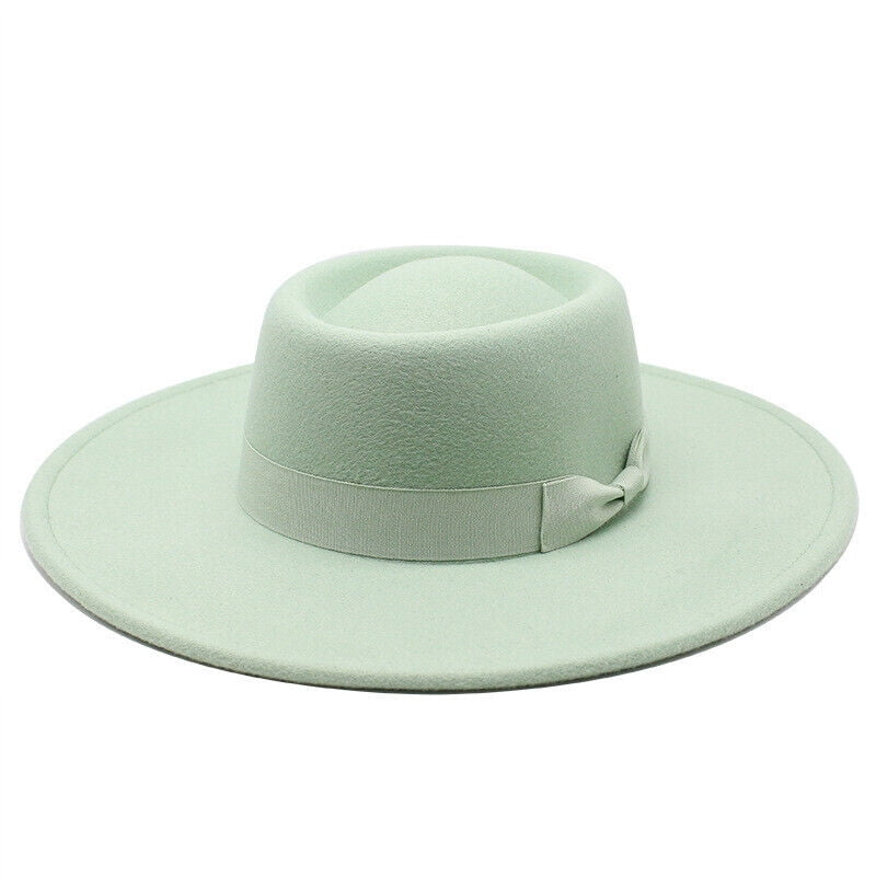 Elegant Round Top Fedora with Bow Wide Brim Jazz Hat for Men & Women ...