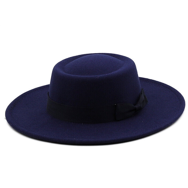 Elegant Round Top Fedora with Bow Wide Brim Jazz Hat for Men & Women ...