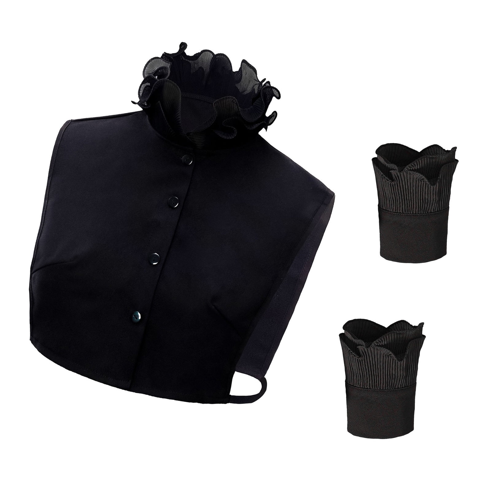 Elegant Ruffled Stand Fake Collar Half Shirt with Wrist Cuffs Fake ...