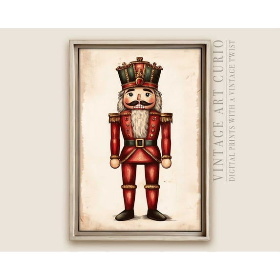 Elegant Rustic Nutcracker - Minimalist Farmhouse Christmas Wall Art ...