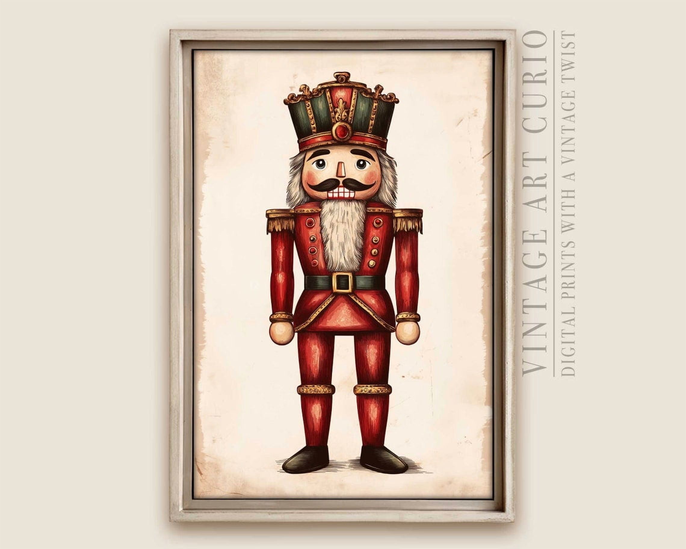 Elegant Rustic Nutcracker - Minimalist Farmhouse Christmas Wall Art ...