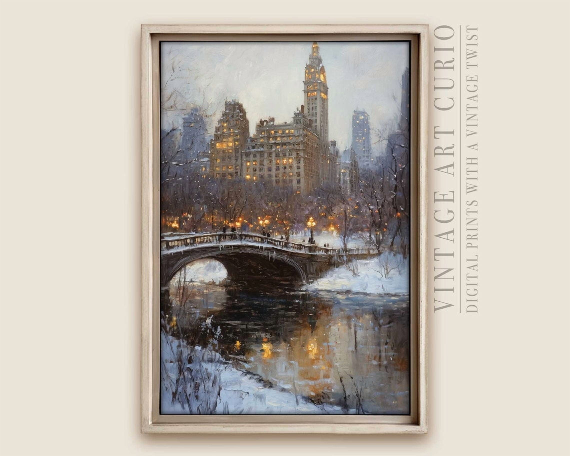 Elegant Rustic Winter Wonderland Wall Art Of Nyc At Winter , Vintage ...