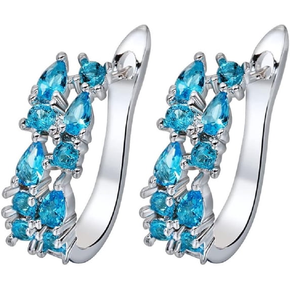 Elegant S925 Silver Blue Green Rainbow Color Cubic Zirconia Hoop ...