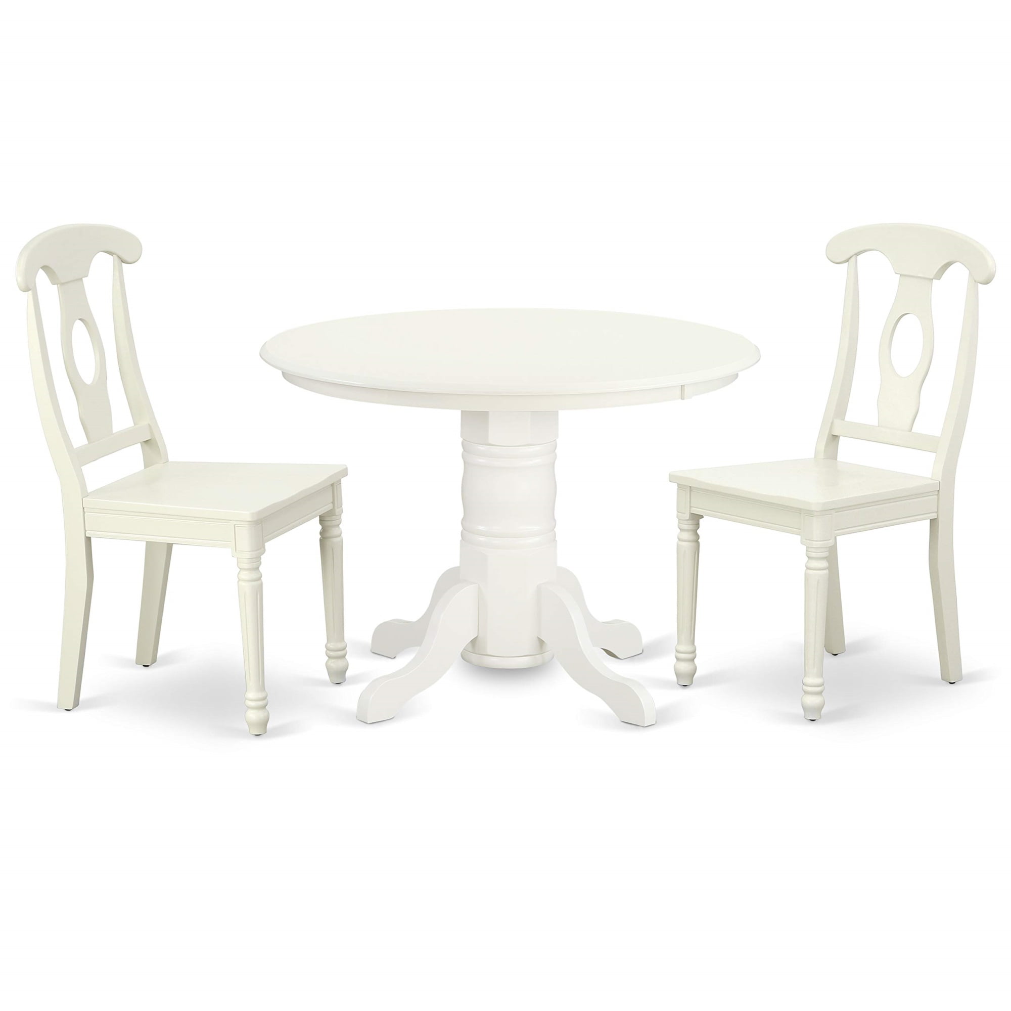 Elegant SHKE3-LWH-W Dining Set - Round 42" Table & 2 Panel Back Chairs ...