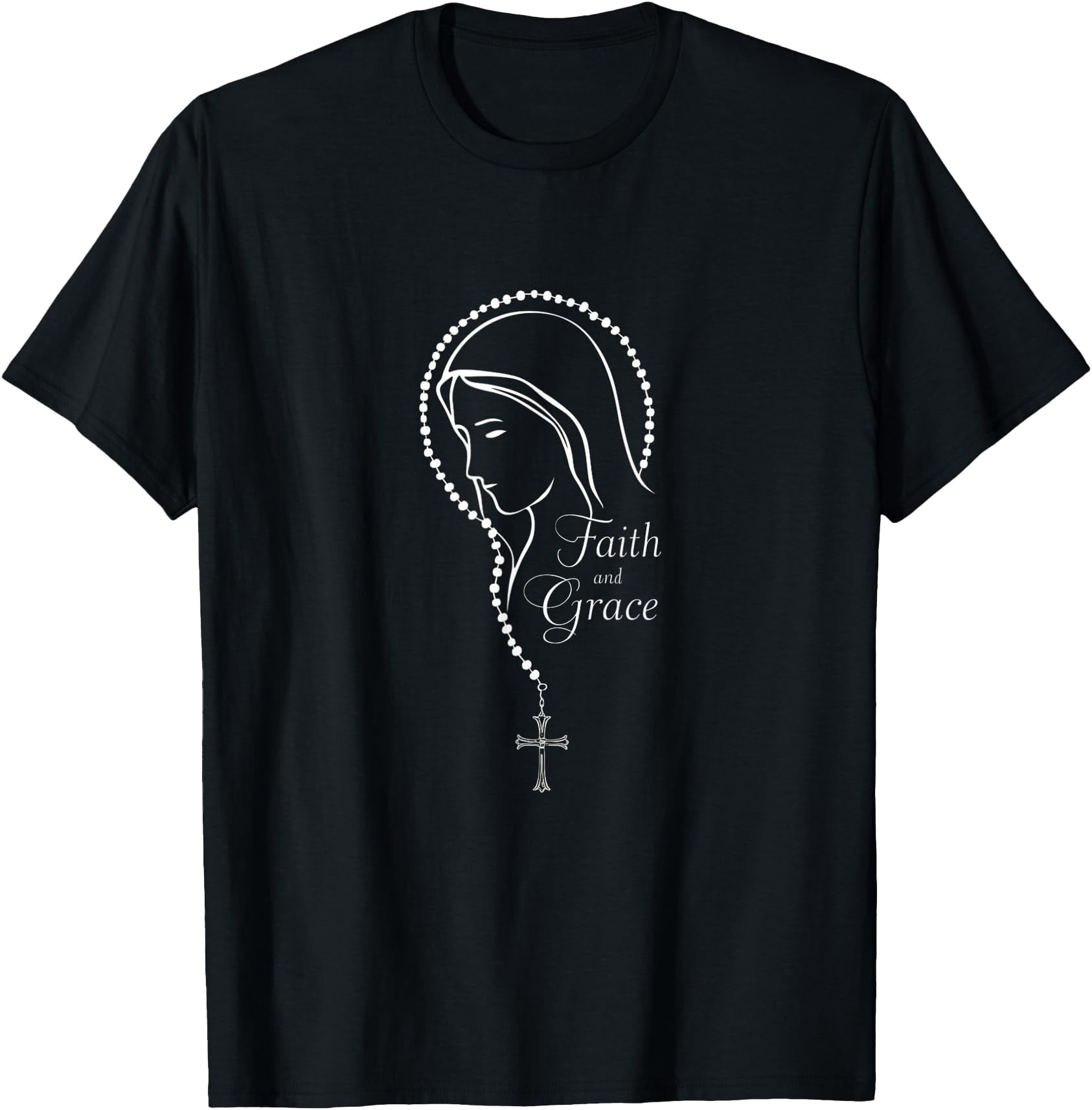 Elegant Saint Mary Mother Of God Faith and Grace Silhouette T-Shirt for ...