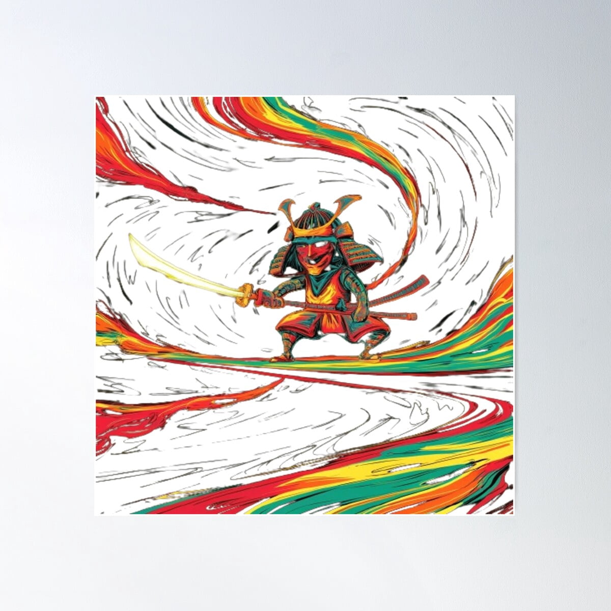 Elegant Samurai Warrior Poster Wall Art, Modern Wall Decor For Living ...
