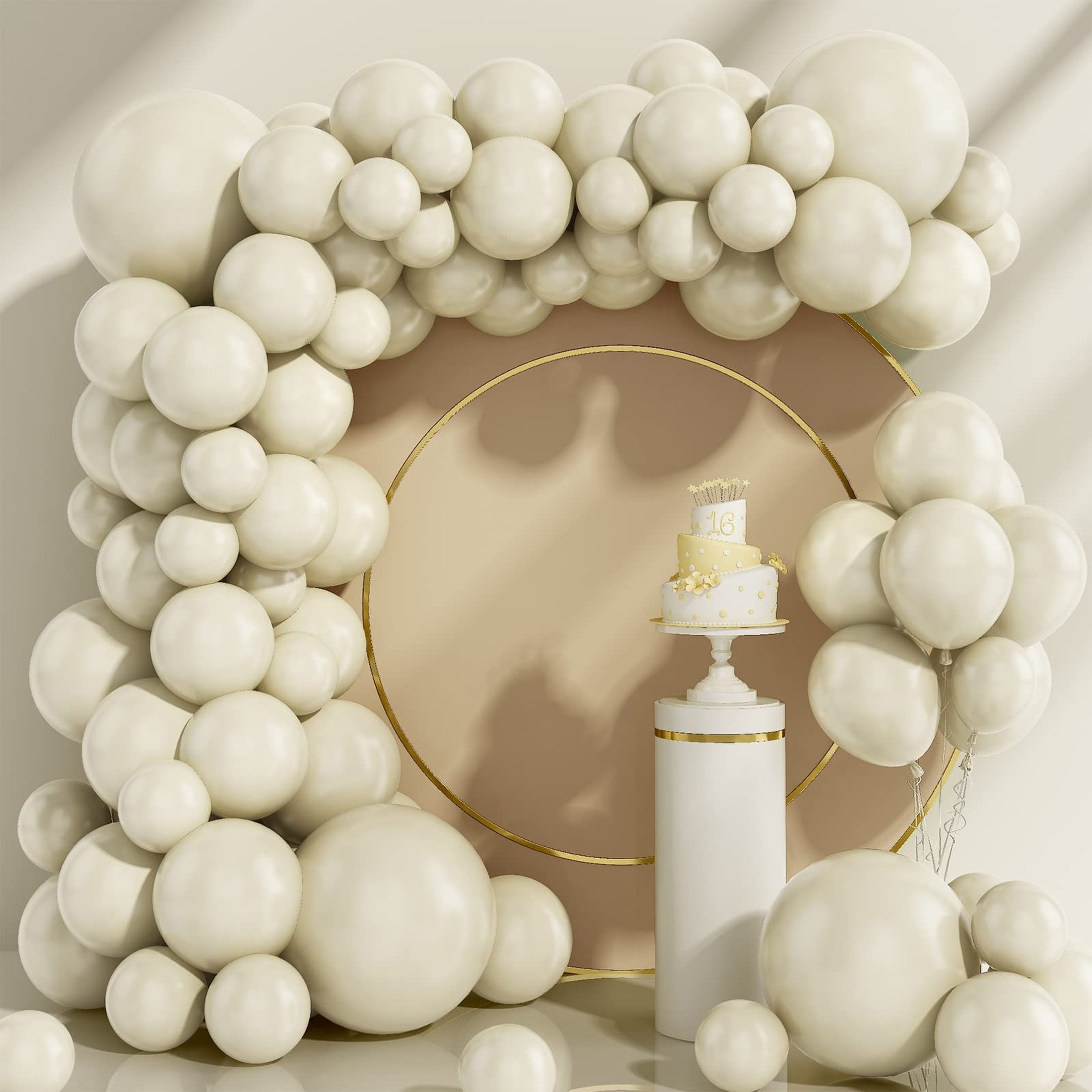Elegant Sand White Balloon Set - 94 Pcs in Various Sizes for Stunning ...