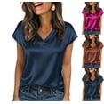 Elegant Satin Blouse for Women - V-Neck Cap Sleeve Business Top ...