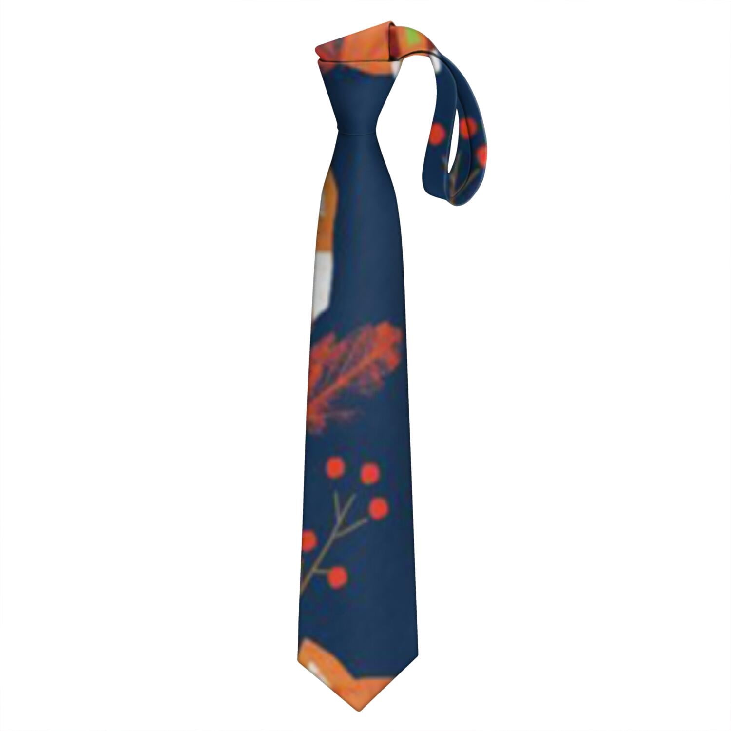 Elegant Satin Fox & Floral Artistic Tie for Men - Wrinkle-Resistant ...
