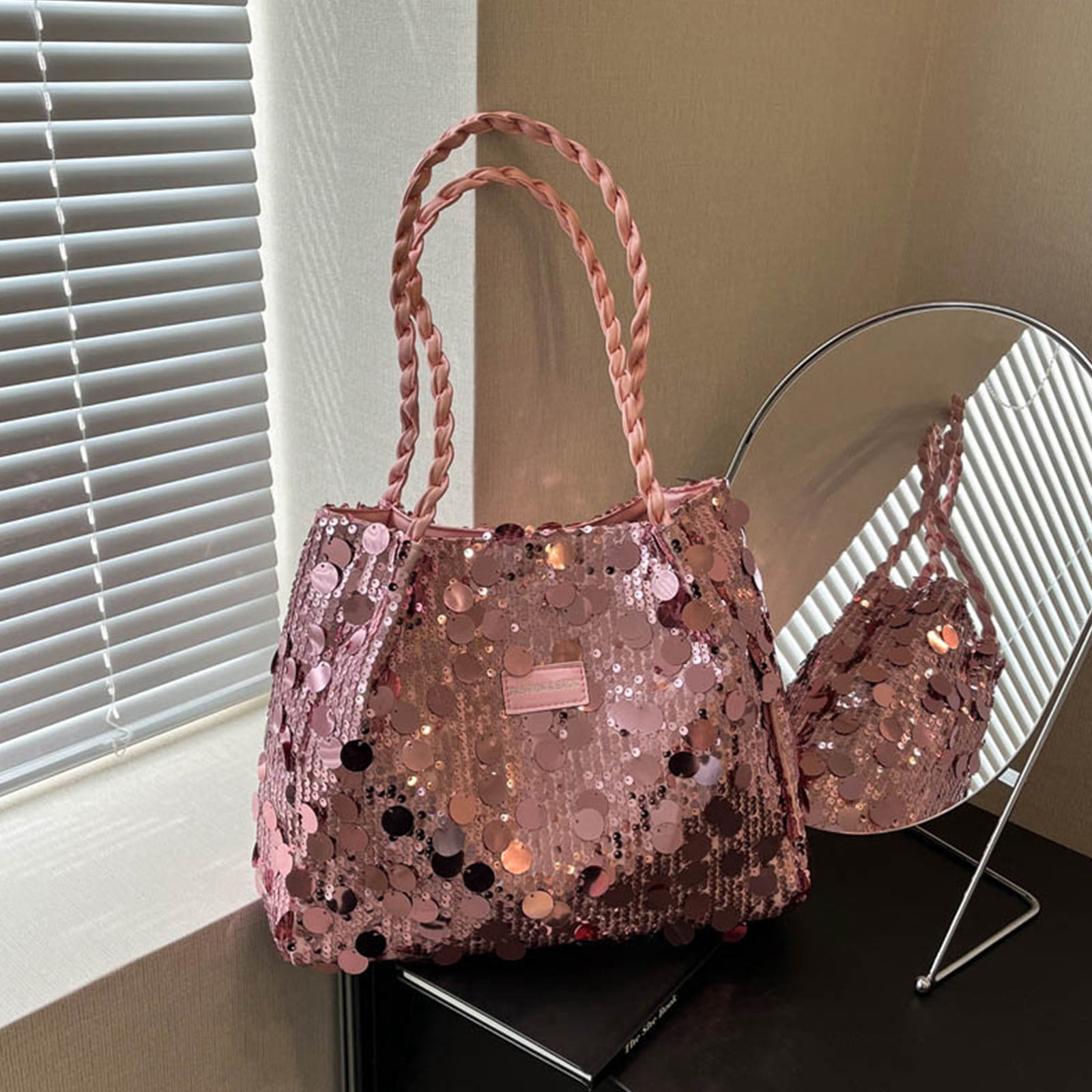 Elegant Sequin Shoulder Bag, Large Capacity Casual Underarm Purse for ...
