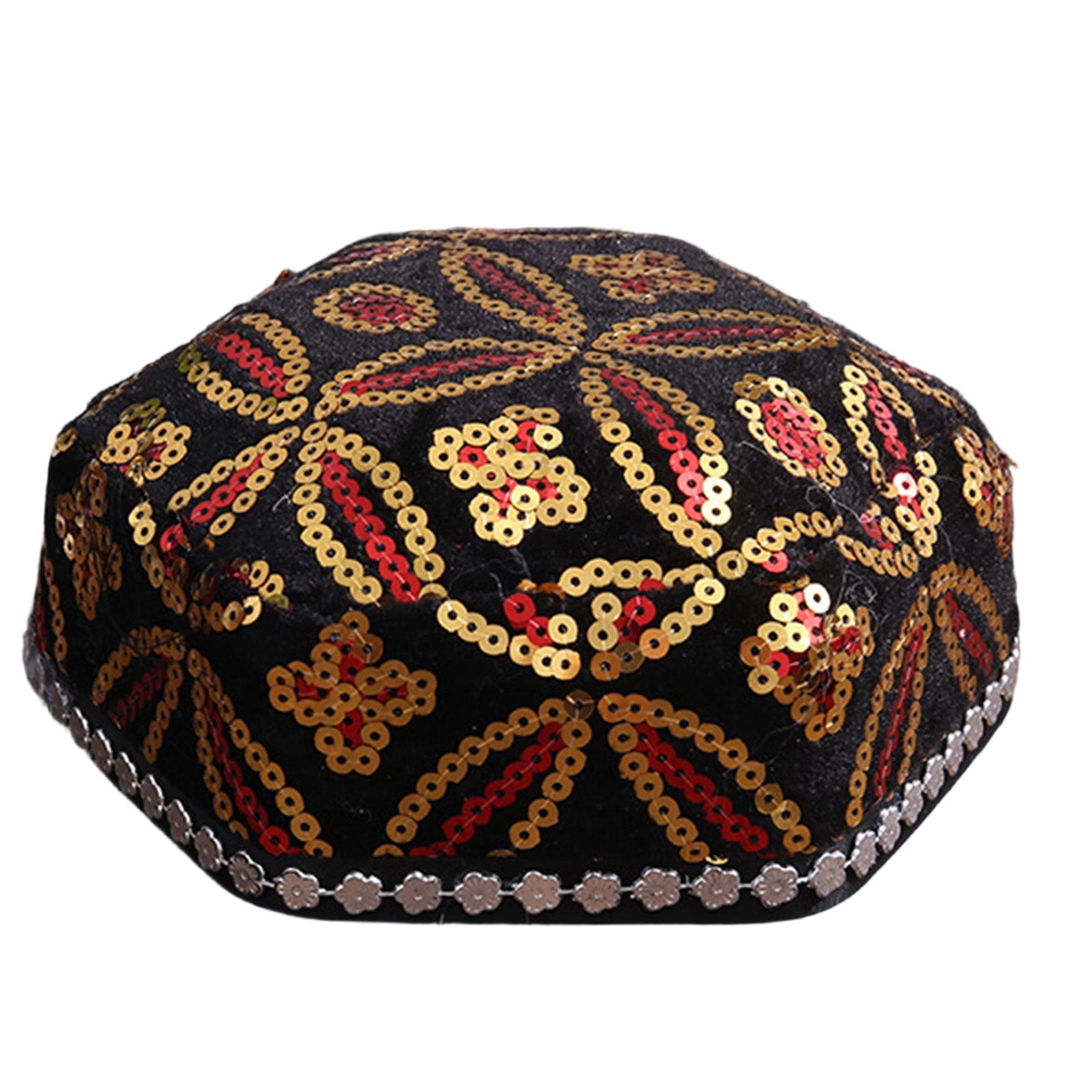 Elegant Sequined Hat Traditional Pattern Cap Flexible Travel Hat ...