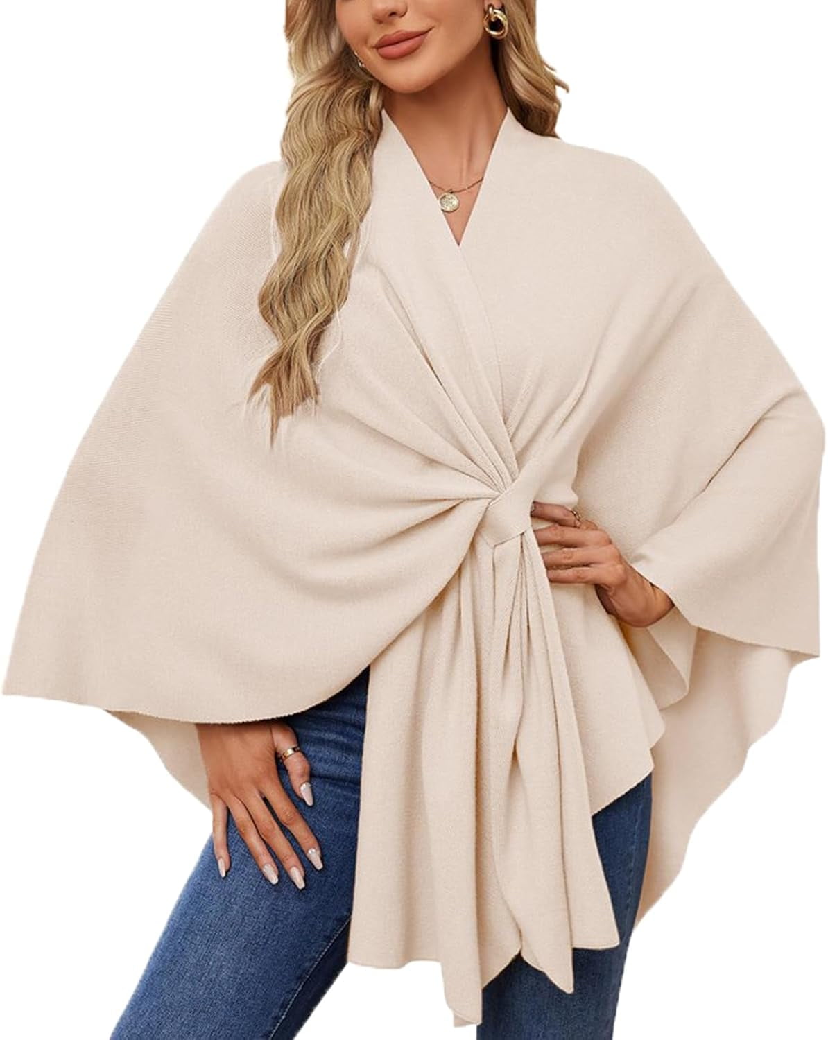 Elegant Shawl Wraps Soft Open Front Poncho Sweater, Women's Elegant ...
