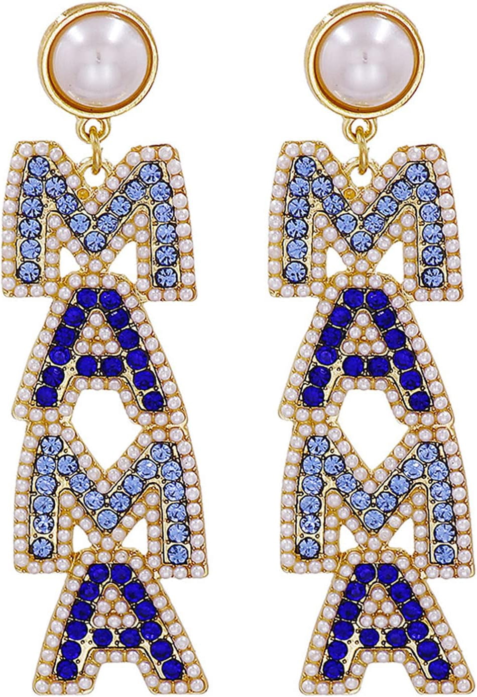 Elegant Shining Rhinestone Crystal Beaded MAMA Letter Drop Dangle Long ...
