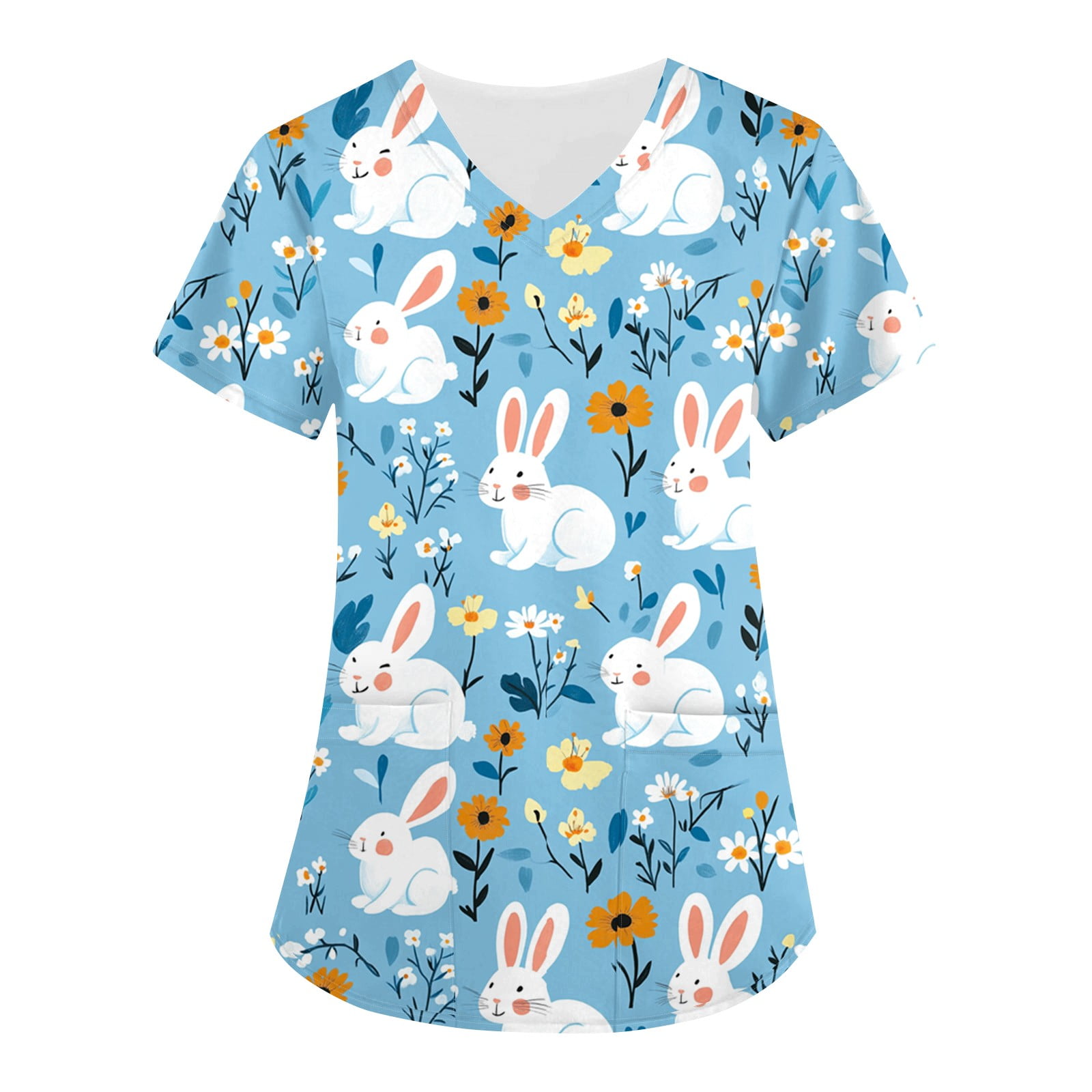 Elegant Short Sleeve Work Tops Women Easter Plus Size Graphic T Shirts ...