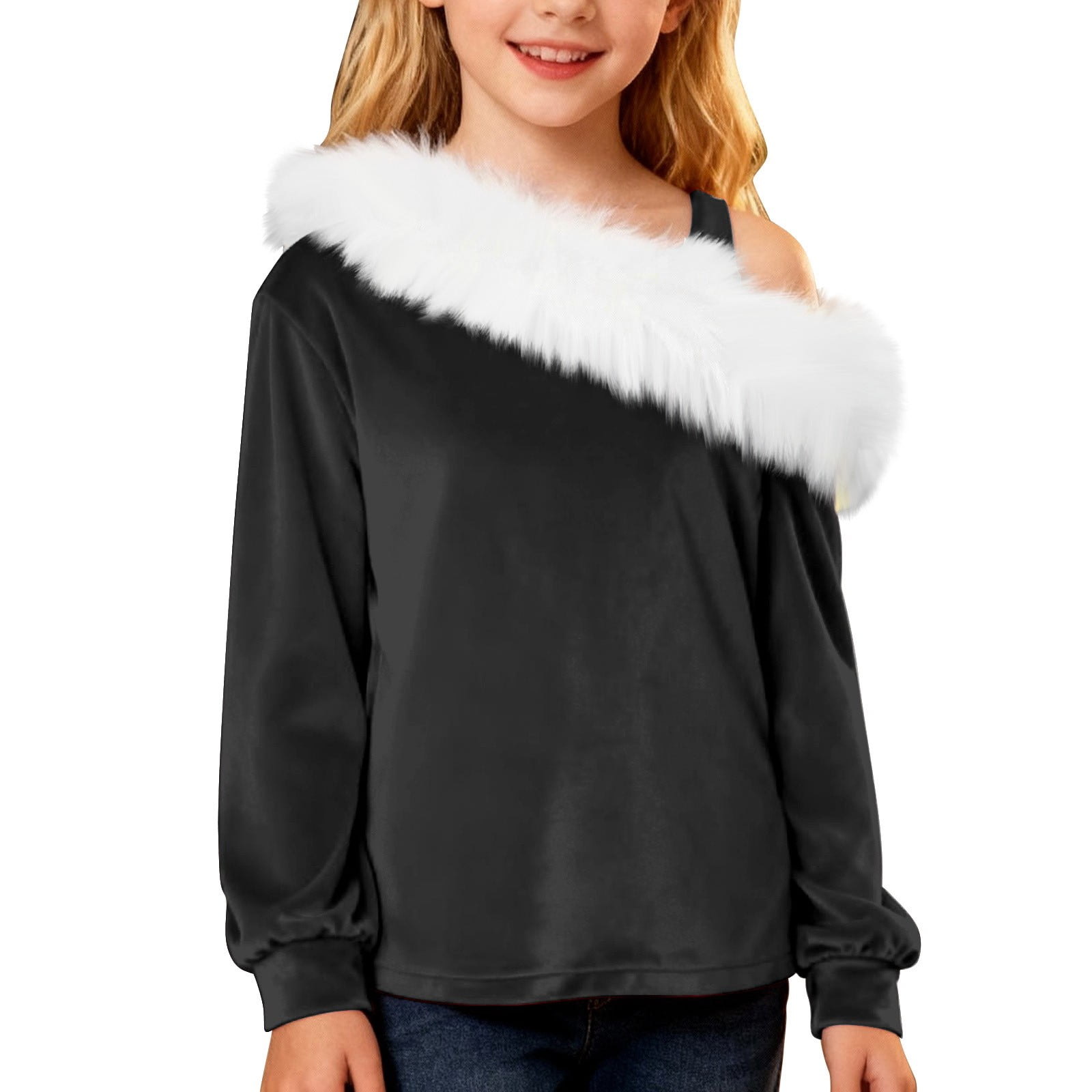 Elegant Off Shoulder Velvet Top For Girls Soft Velour Long Sleeve ...