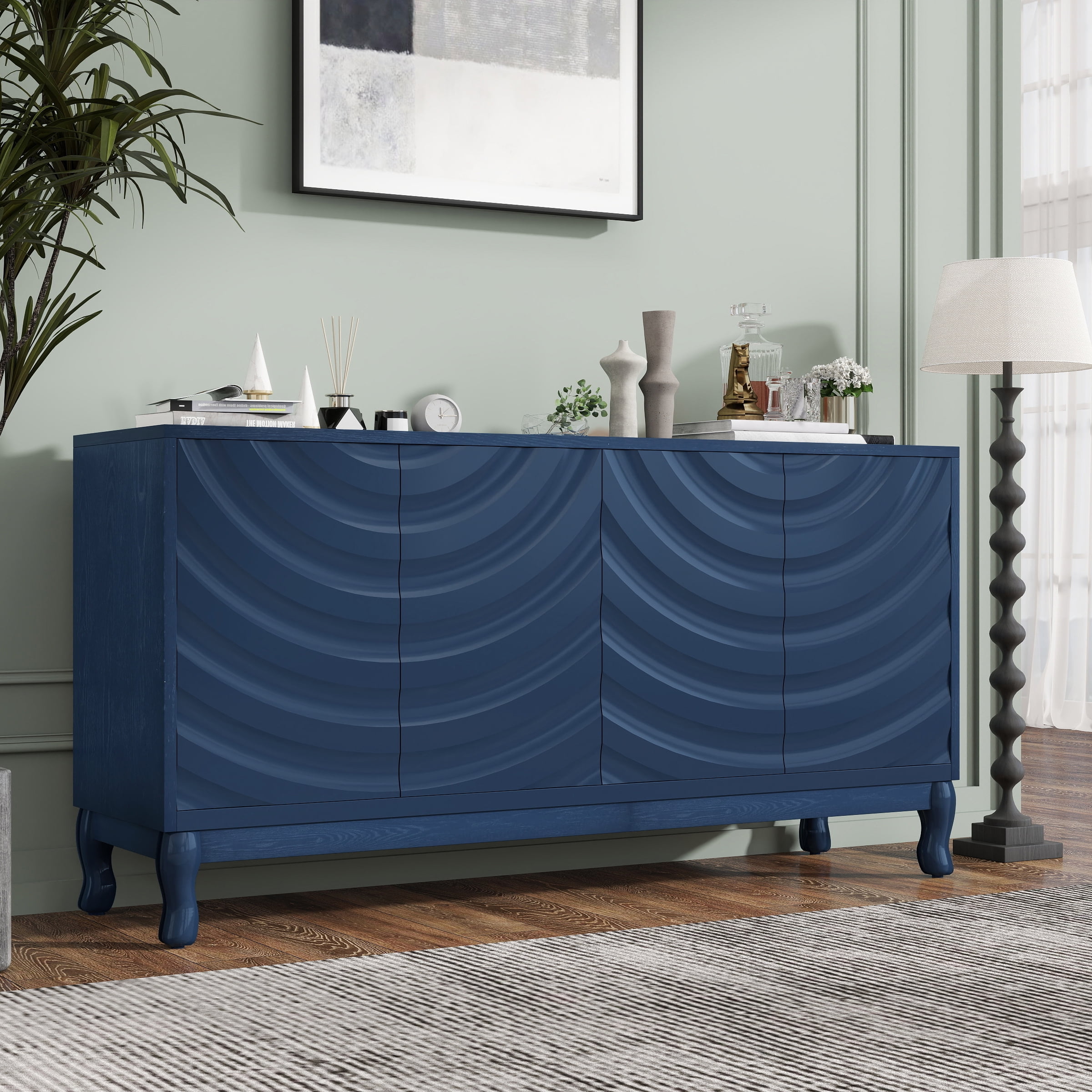 Elegant Sideboard Featuring Sophisticated Wavy Pattern Doors with ...