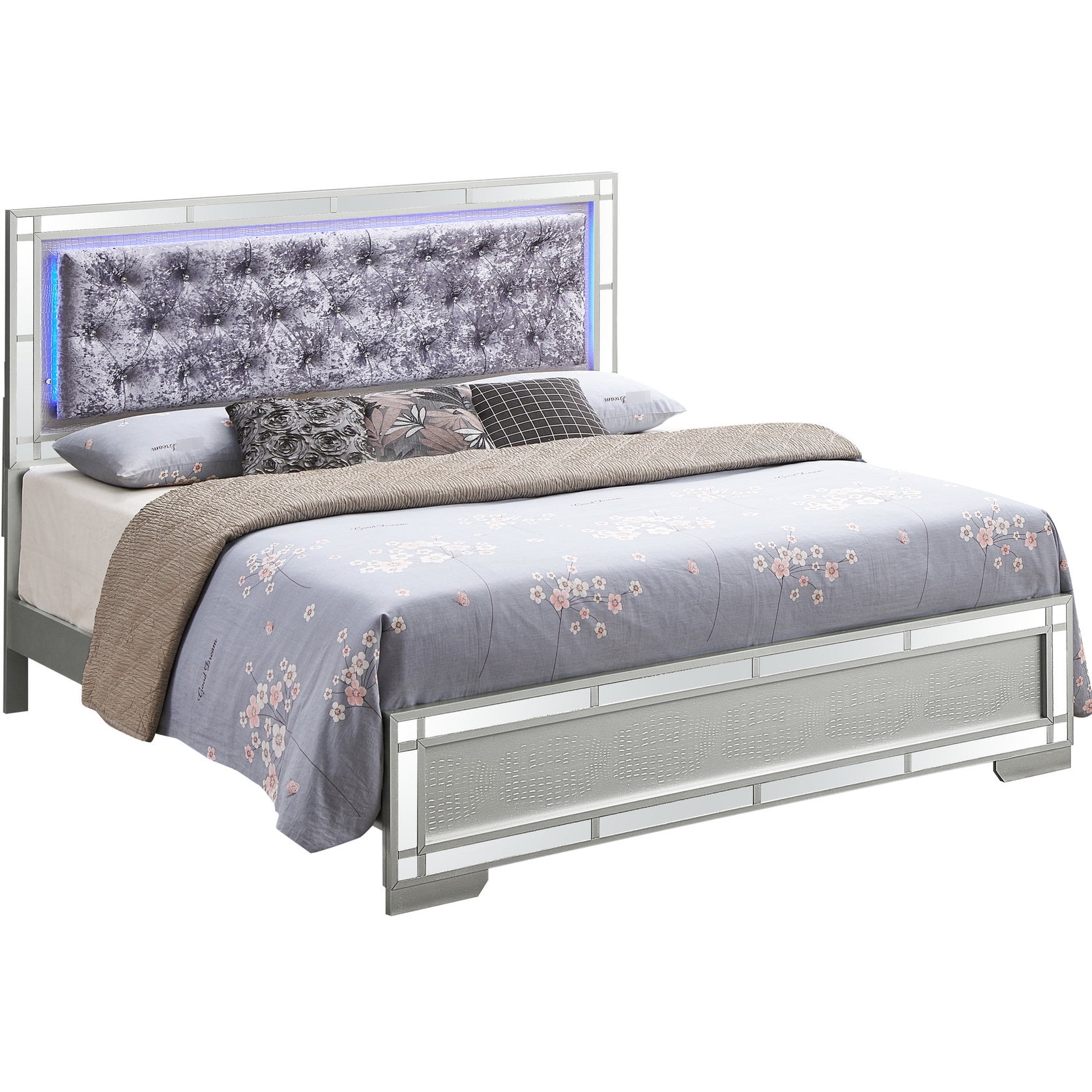Elegant Silver Champagne - themed Glam Bed | Assembly Required, Fast ...