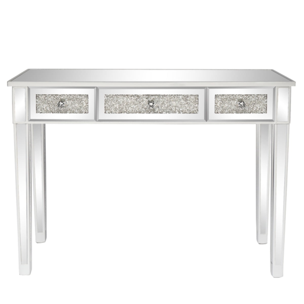 Elegant Silver MDF Computer Desk with Mirror Surface and Three Drawers ...