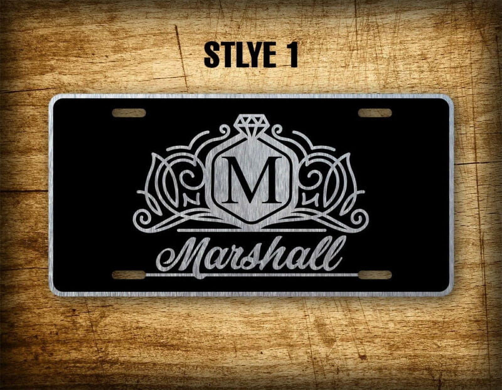 Elegant Silver Monogram License Plate Personalized Surname Monogrammed ...