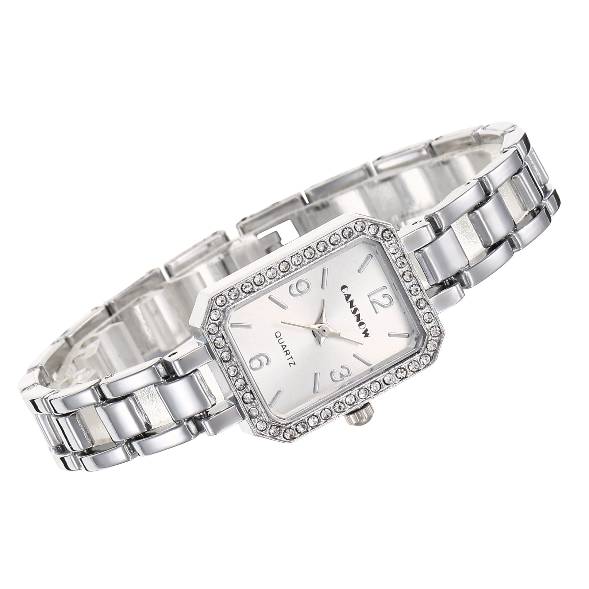 Elegant Silver Women’s Bracelet Watch – Crystal Dial Quartz Jewelry ...