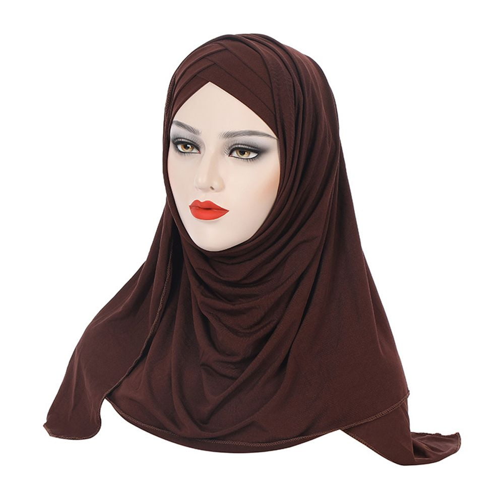 Elegant Simple Headwear Full Neck Cover Head Wrap Shawl Muslim Hijab ...