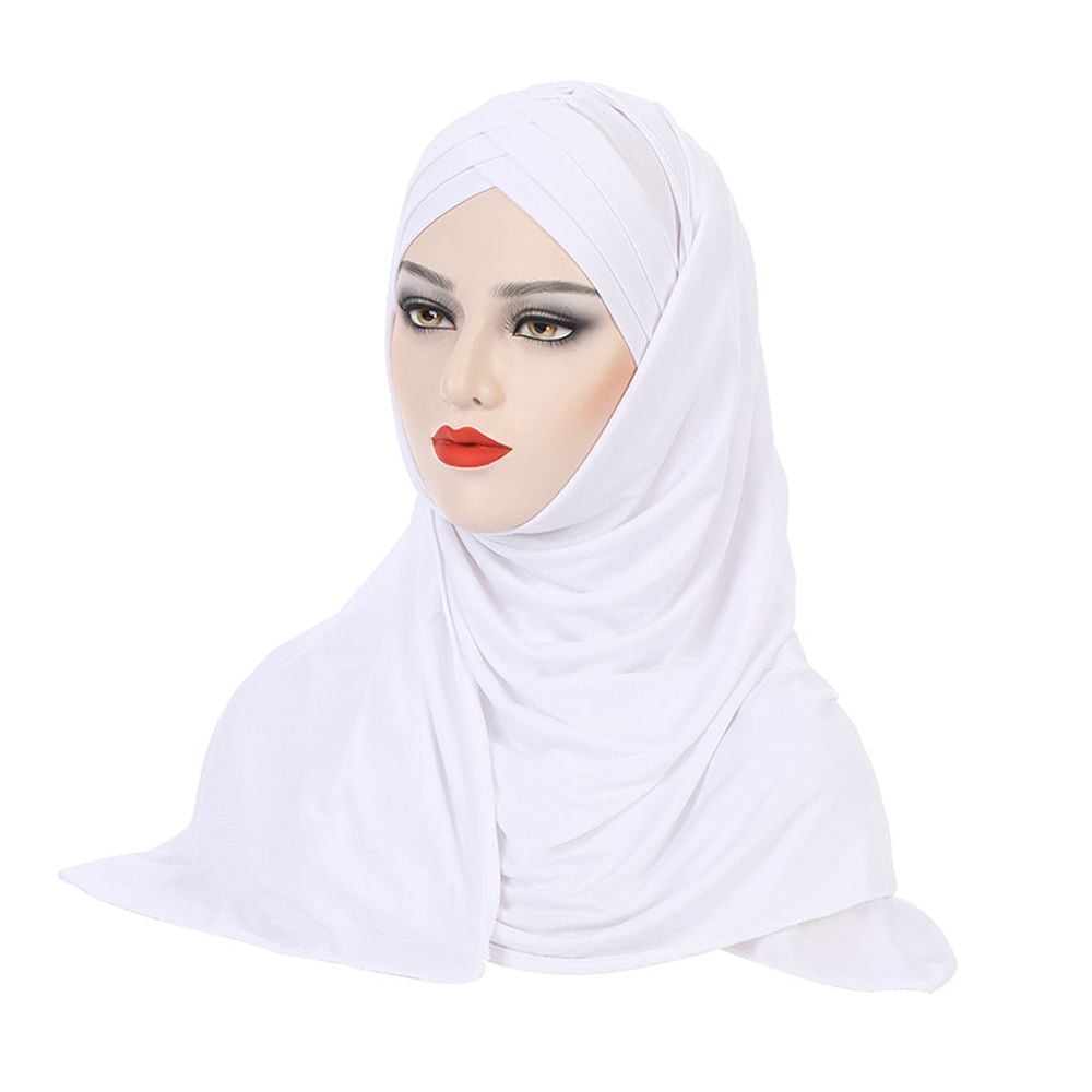 Elegant Simple Headwear Full Neck Cover Head Wrap Shawl Muslim Hijab ...