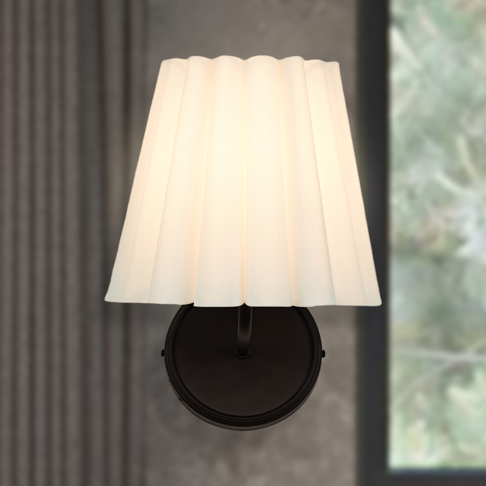 Elegant Single Wall Sconces, White Pleated Fabric Lamp Shades with ...