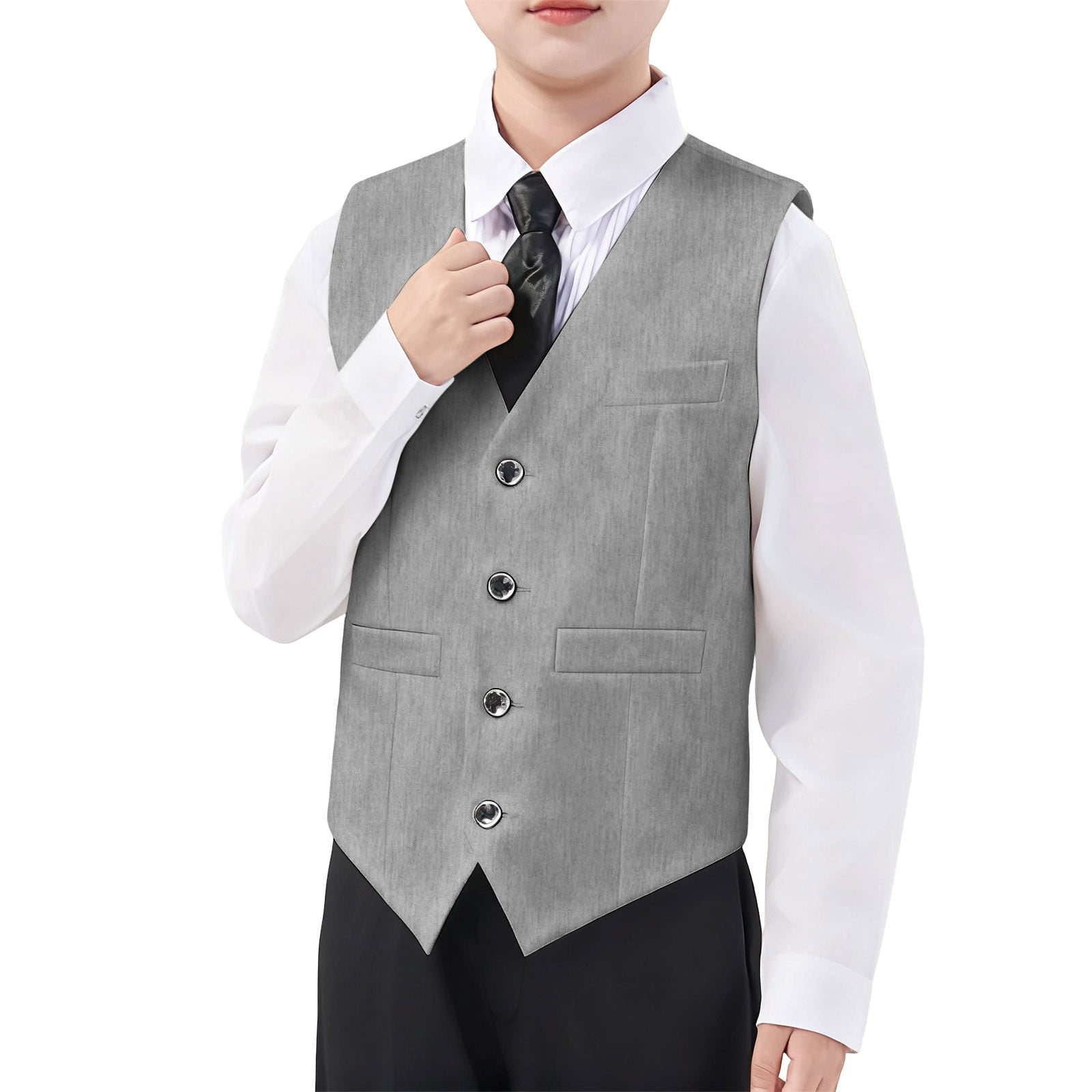 Elegant Sleeveless Boys Formal Vest with Adjustable Back, 6-Piece Suit ...