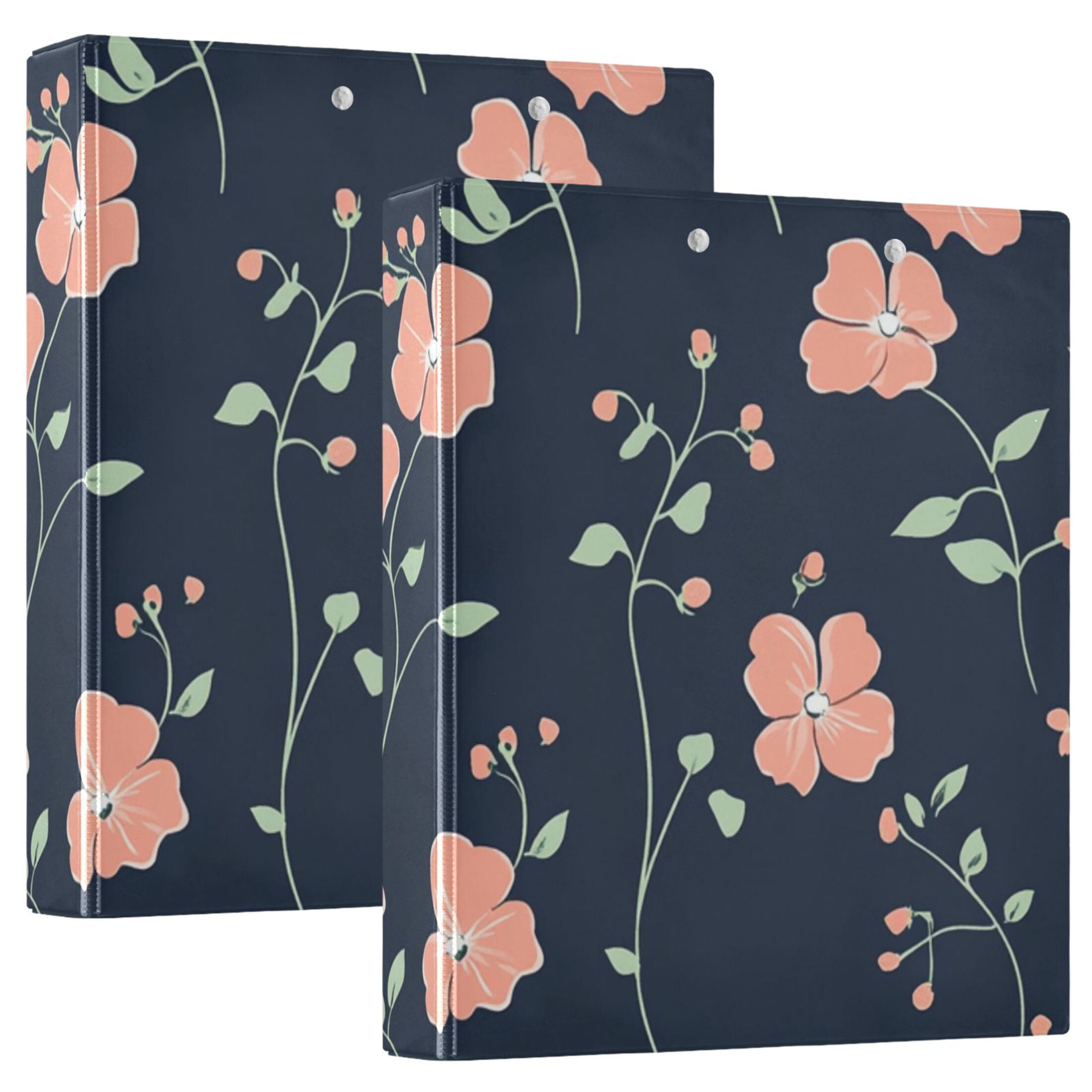 Elegant Small Flowers with Leaves Round Ring Binder 3 Rings 1.5 ...