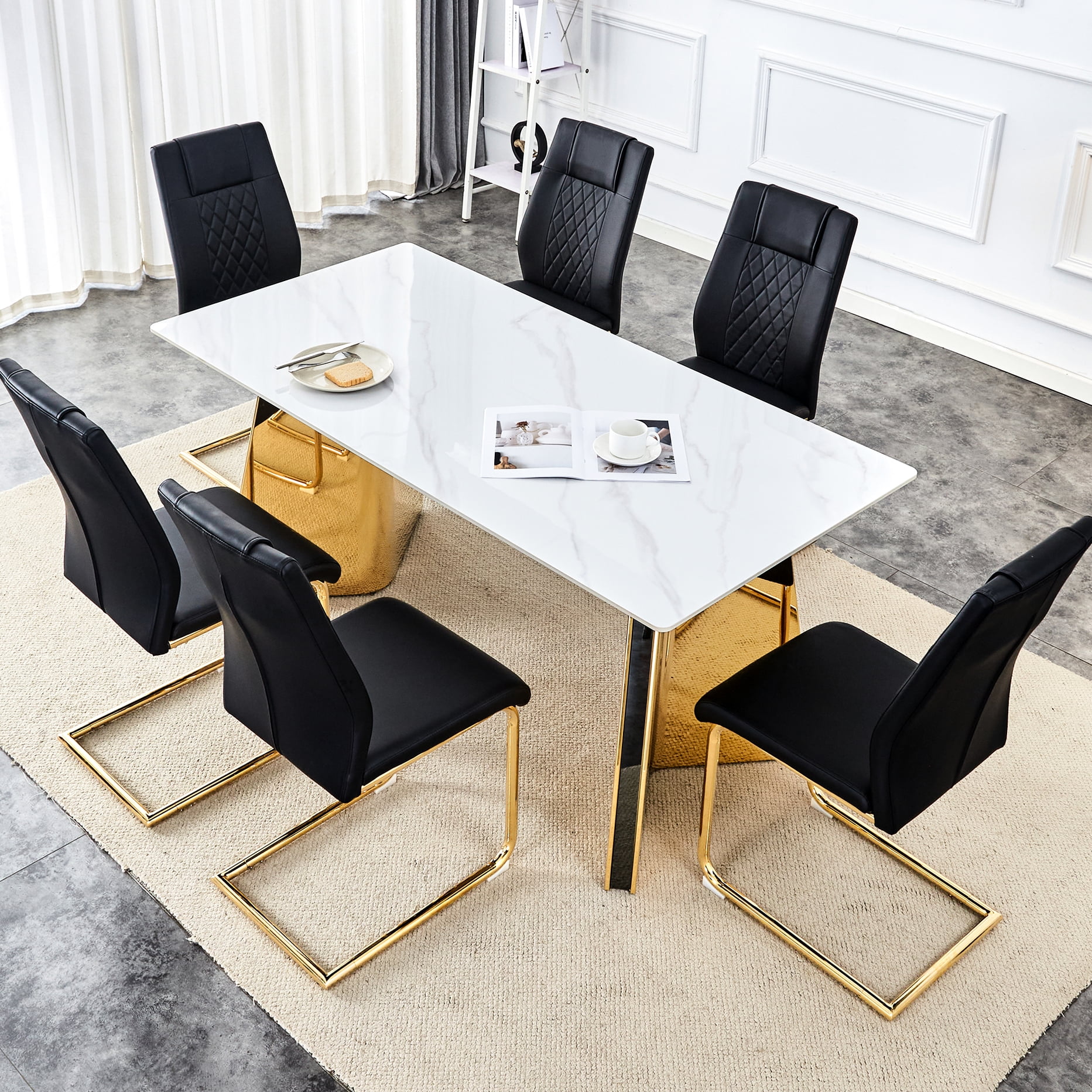Elegant Snow Mountain Textured Dining Collection - 63"x31.5" Sintered ...